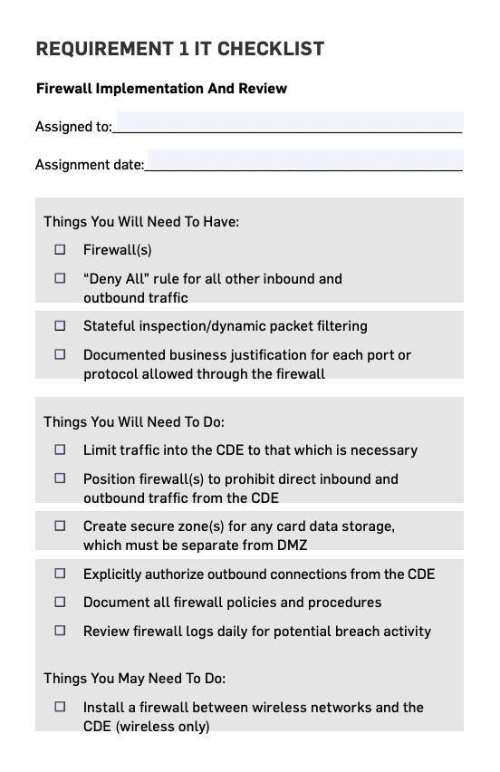 Requirement 1: Establish Secure Firewall Rules
